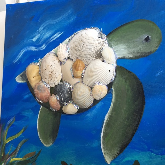 Adoreland | Wall Decor | 3d Turtle Acrylics Painting With Real Shells ...
